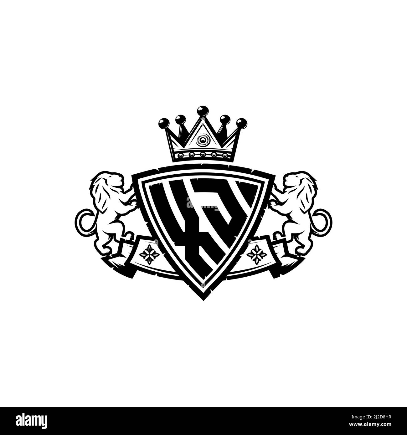 XJ Monogram logo letter with Simple shield crown style design. Luxurious monogram, lion luxury ...