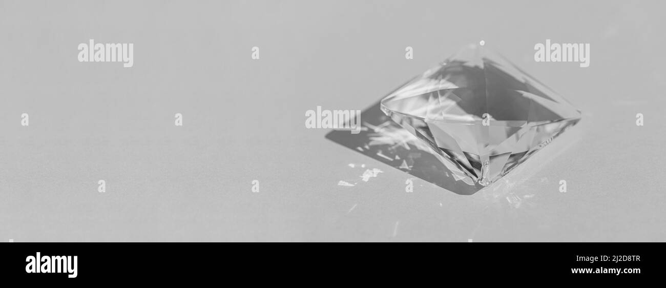 Crystal prism with light diffraction of spectrum colours and reflection ...