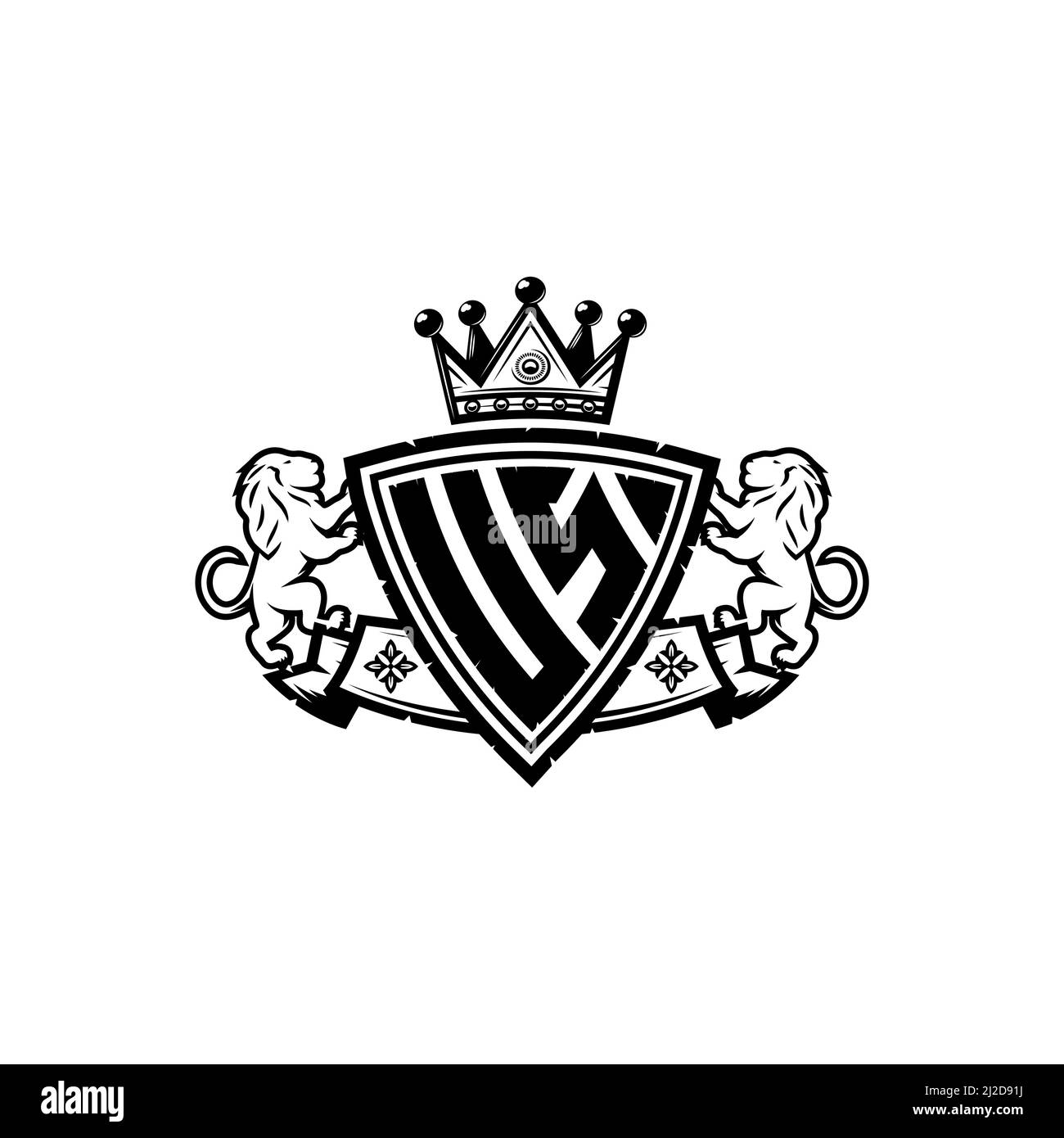 US Monogram logo letter with Simple shield crown style design ...