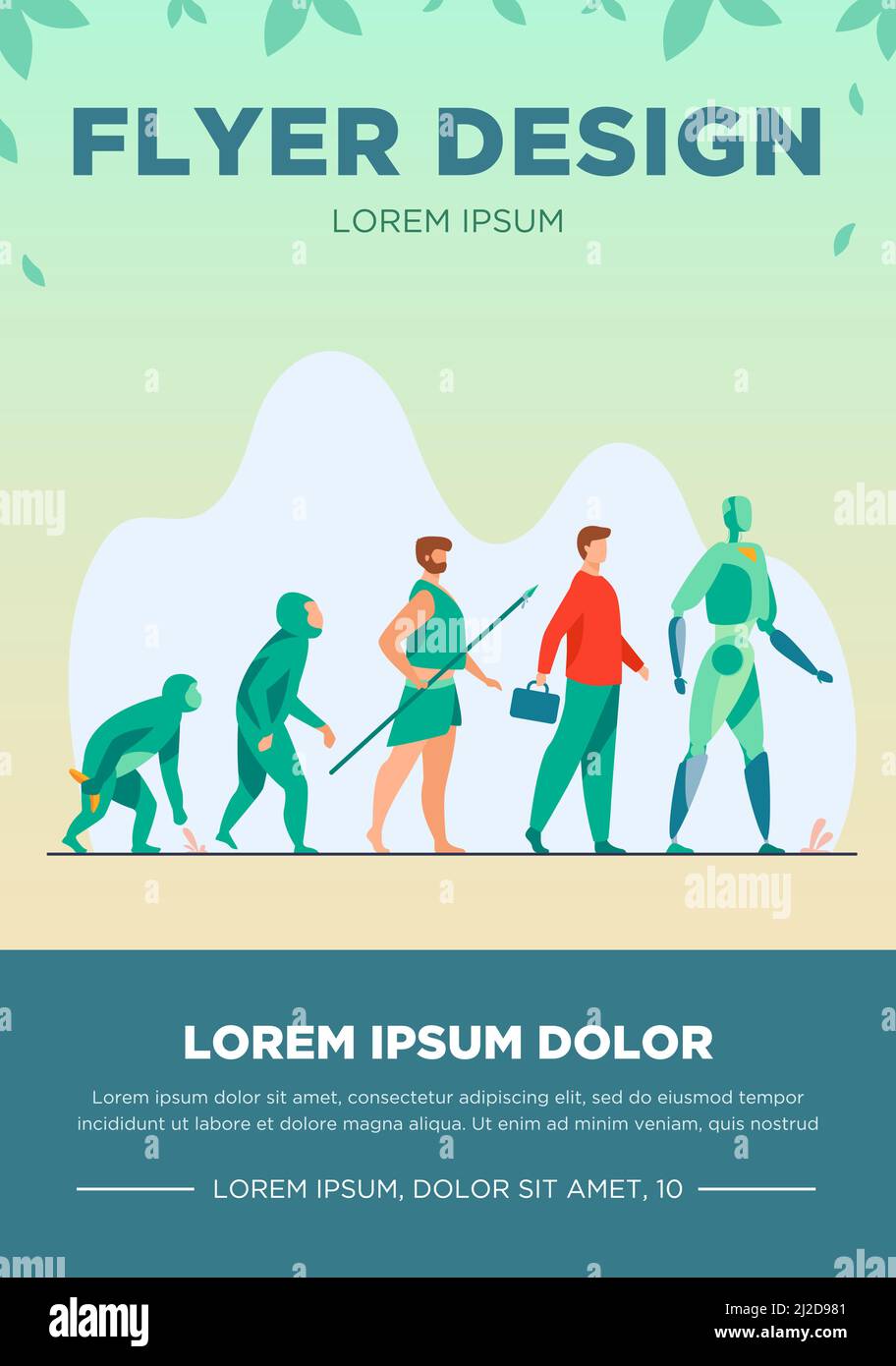 Human evolution from monkey to cyborg. Primate, ancestor, caveman, homo ...