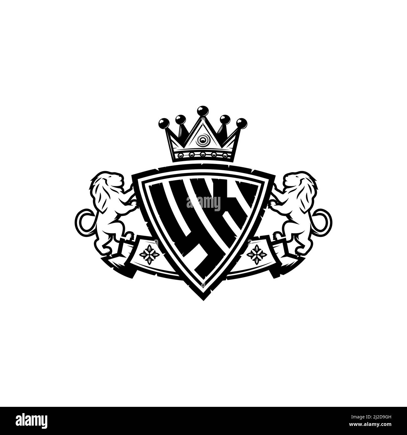 YK Monogram logo letter with Simple shield crown style design. Luxurious monogram, lion luxury ...