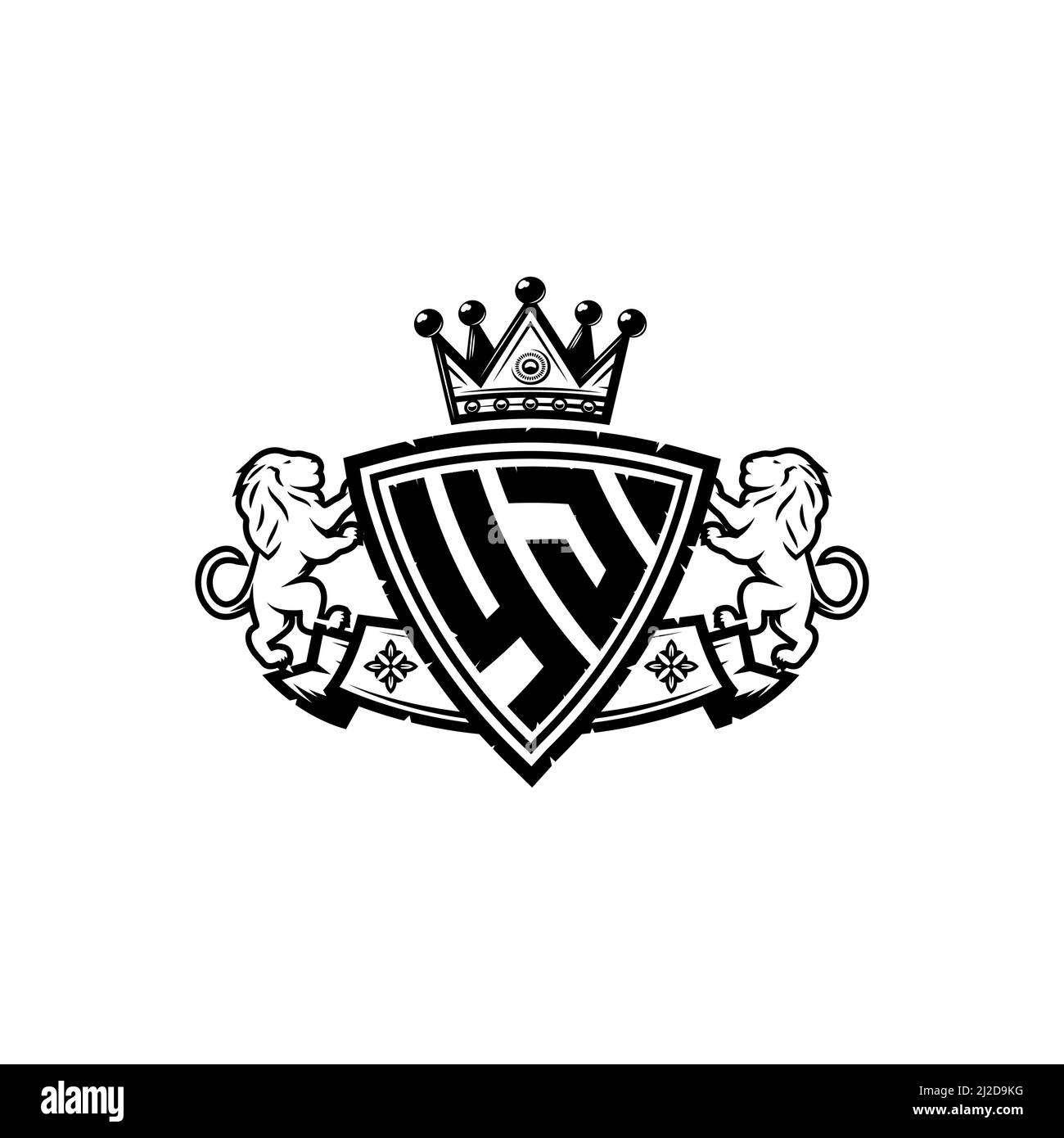 YJ Monogram logo letter with Simple shield crown style design ...