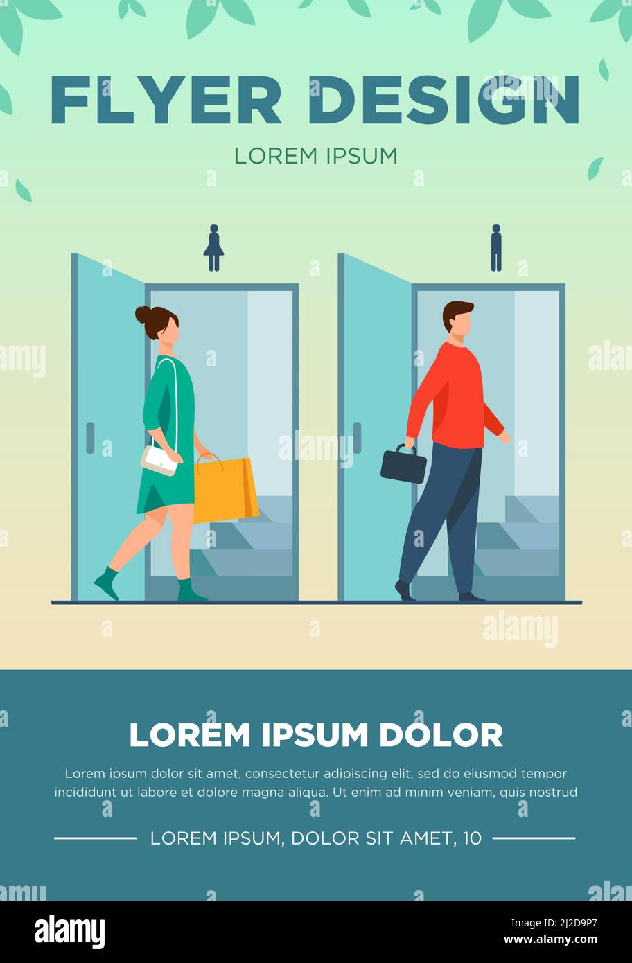 Man and woman walking through doorways for males and females. Public ...