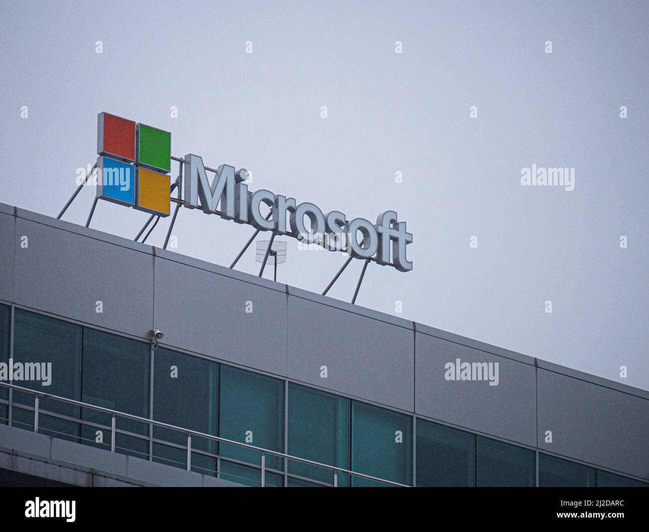 Moscow, Russia. 31st Mar, 2022. Microsoft logo seen on the facade of ...