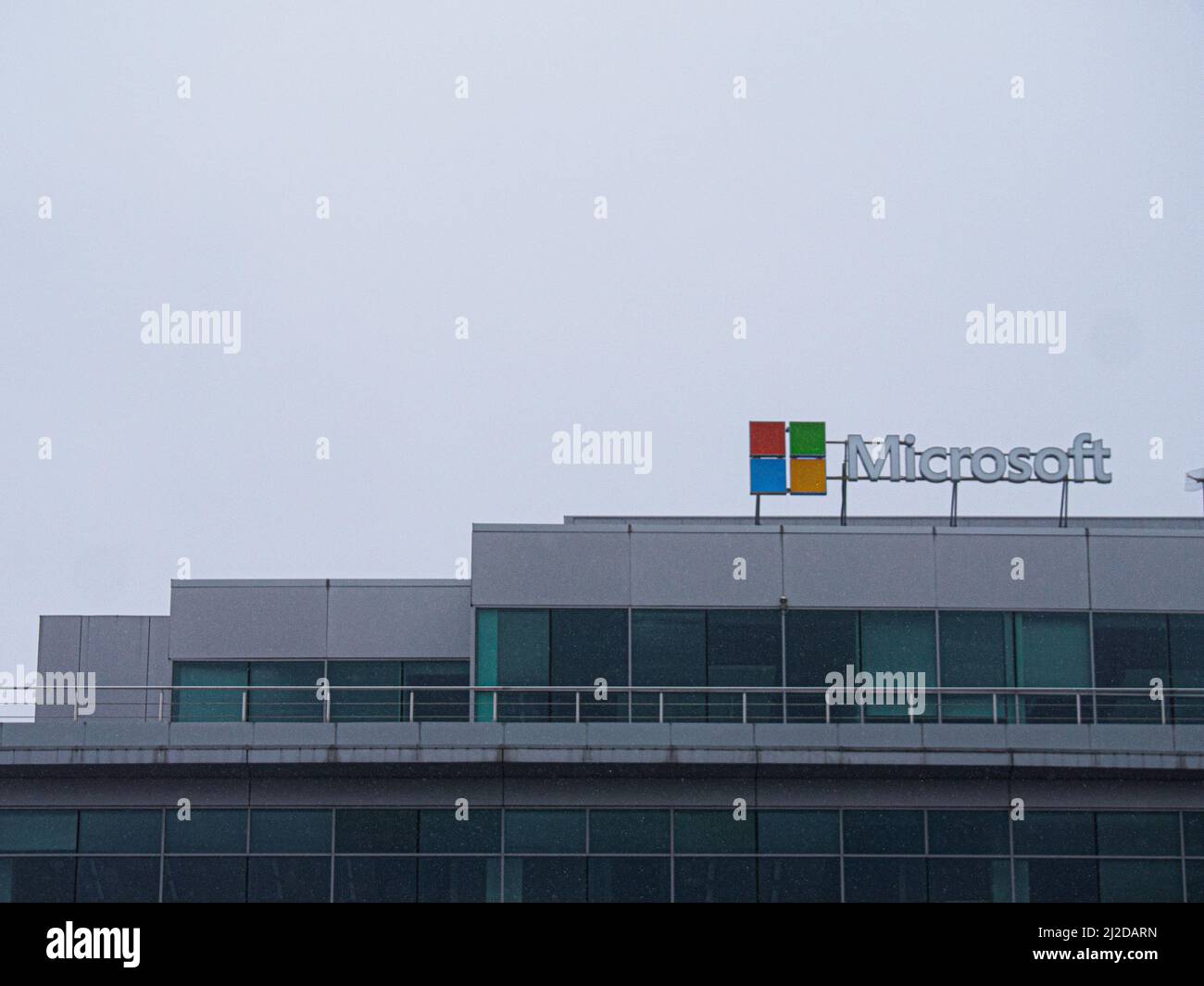 Moscow, Russia. 31st Mar, 2022. Microsoft logo seen on the facade of ...