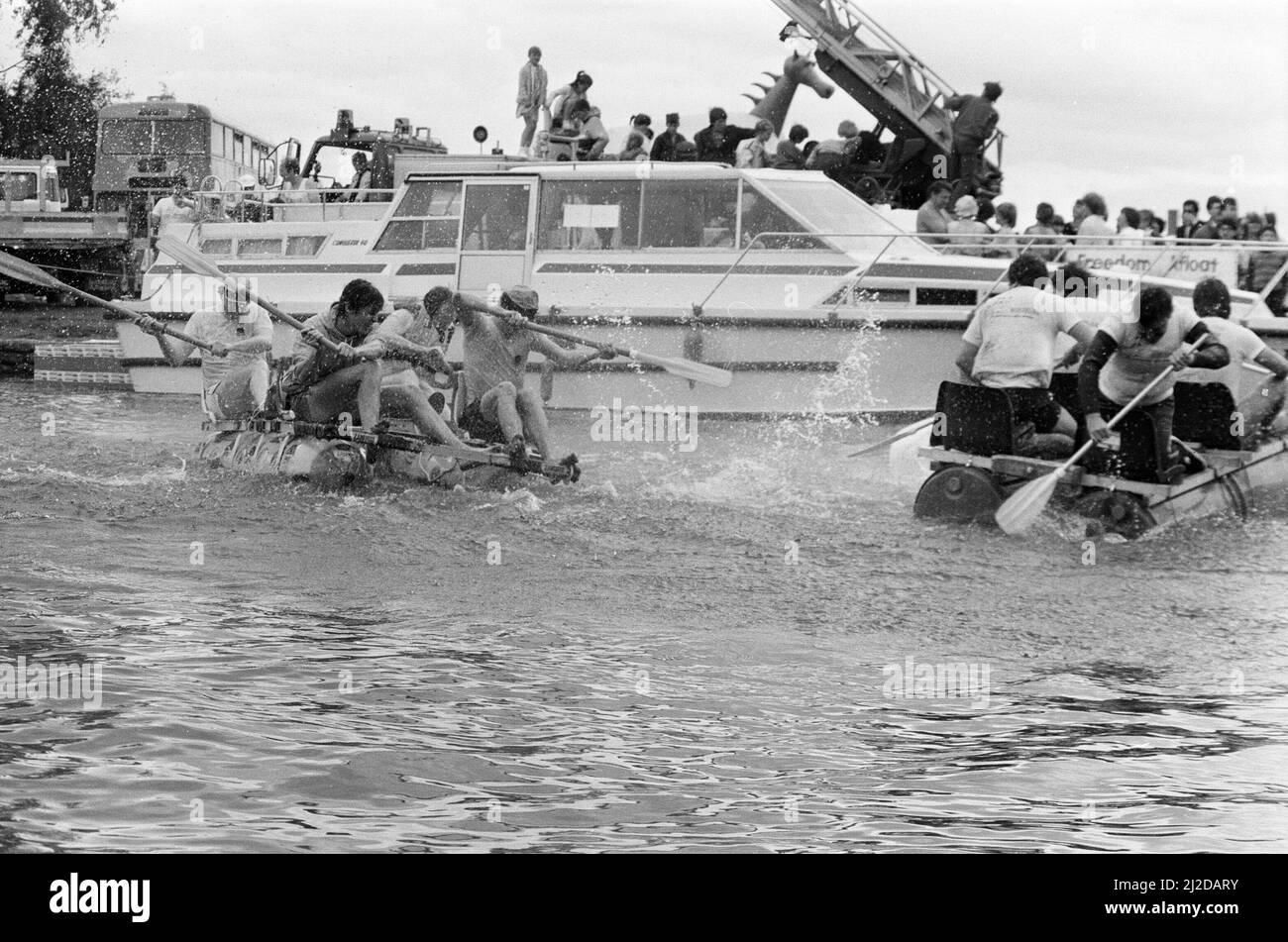 Rafts on river Black and White Stock Photos & Images - Alamy