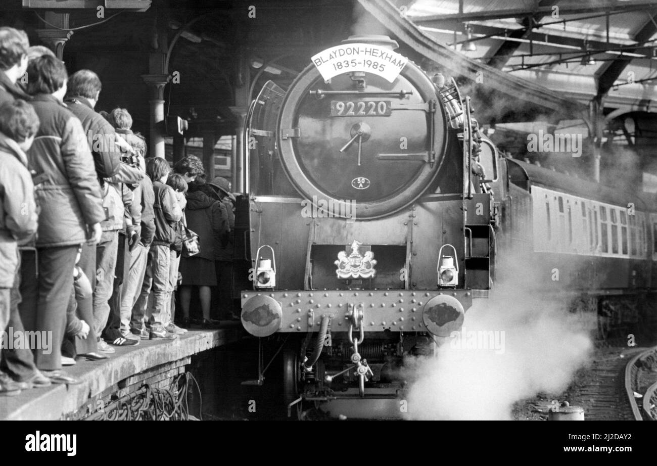 Locomotive number 92220 the Evening Star in action on 11th March 1985 ...