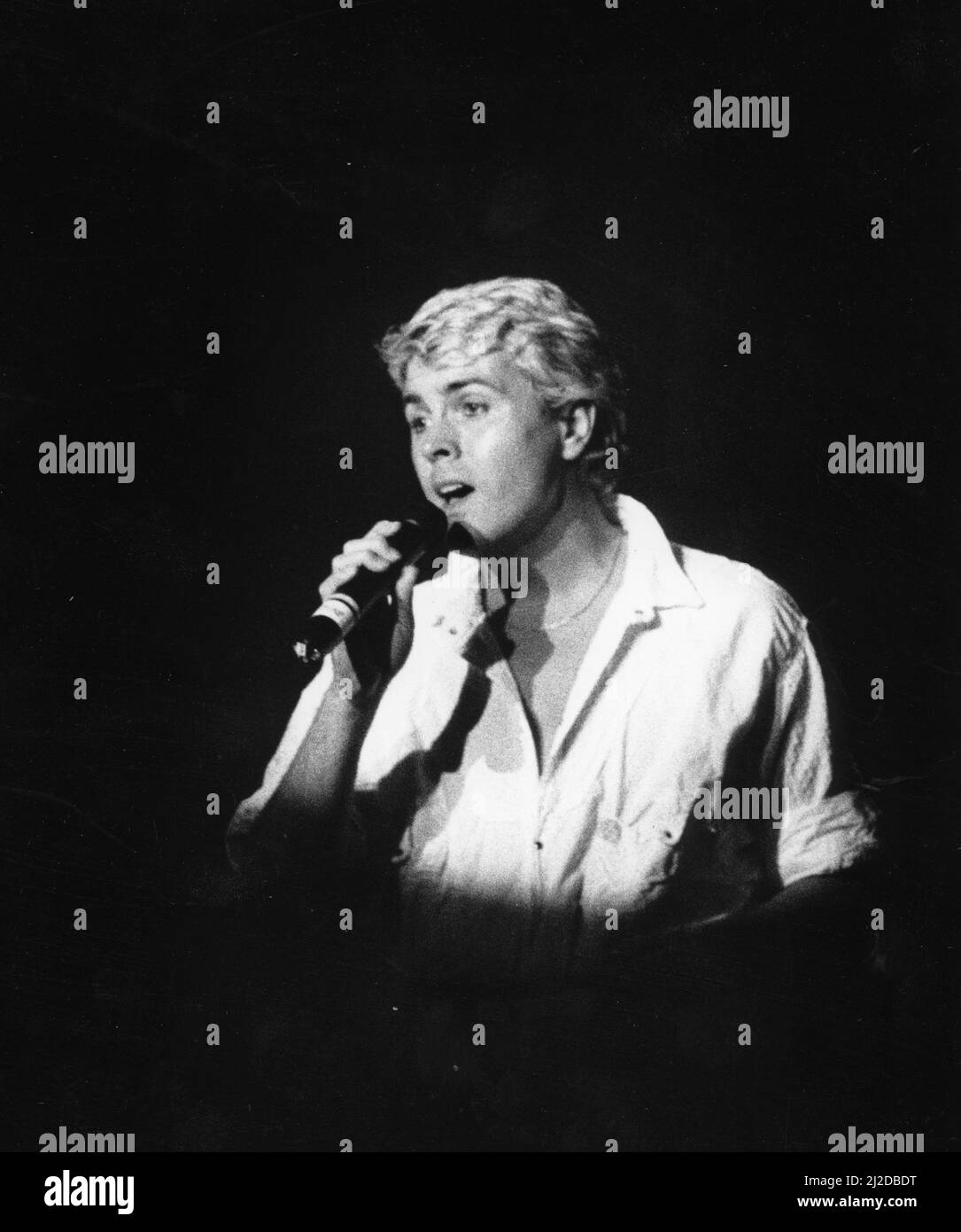 Mike Nolan of Bucks Fizz sings a solo during concert at the Night Out ...