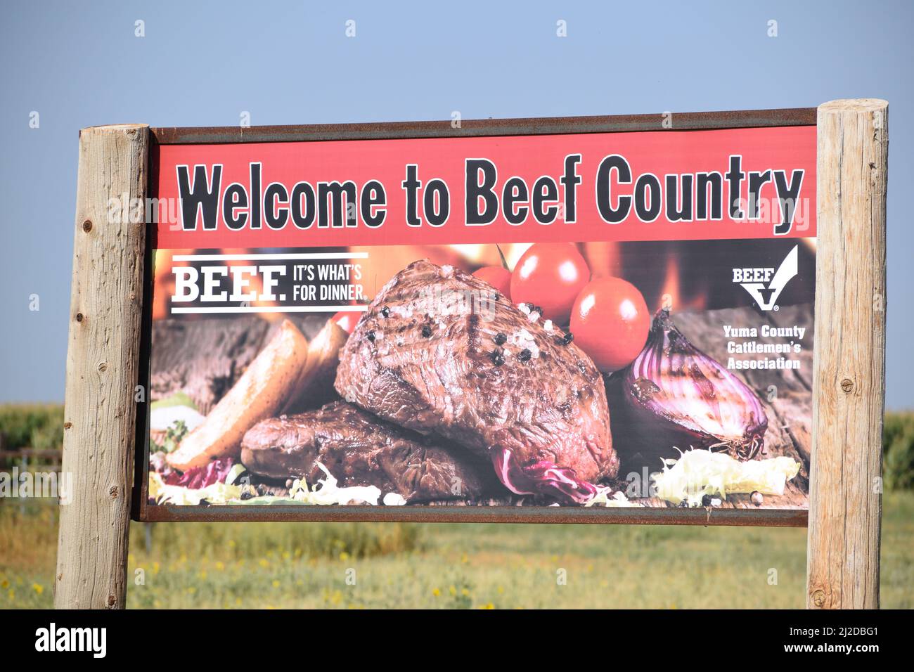 Welcome to Beef Country Sign in a rural county on the plains of eastern ...