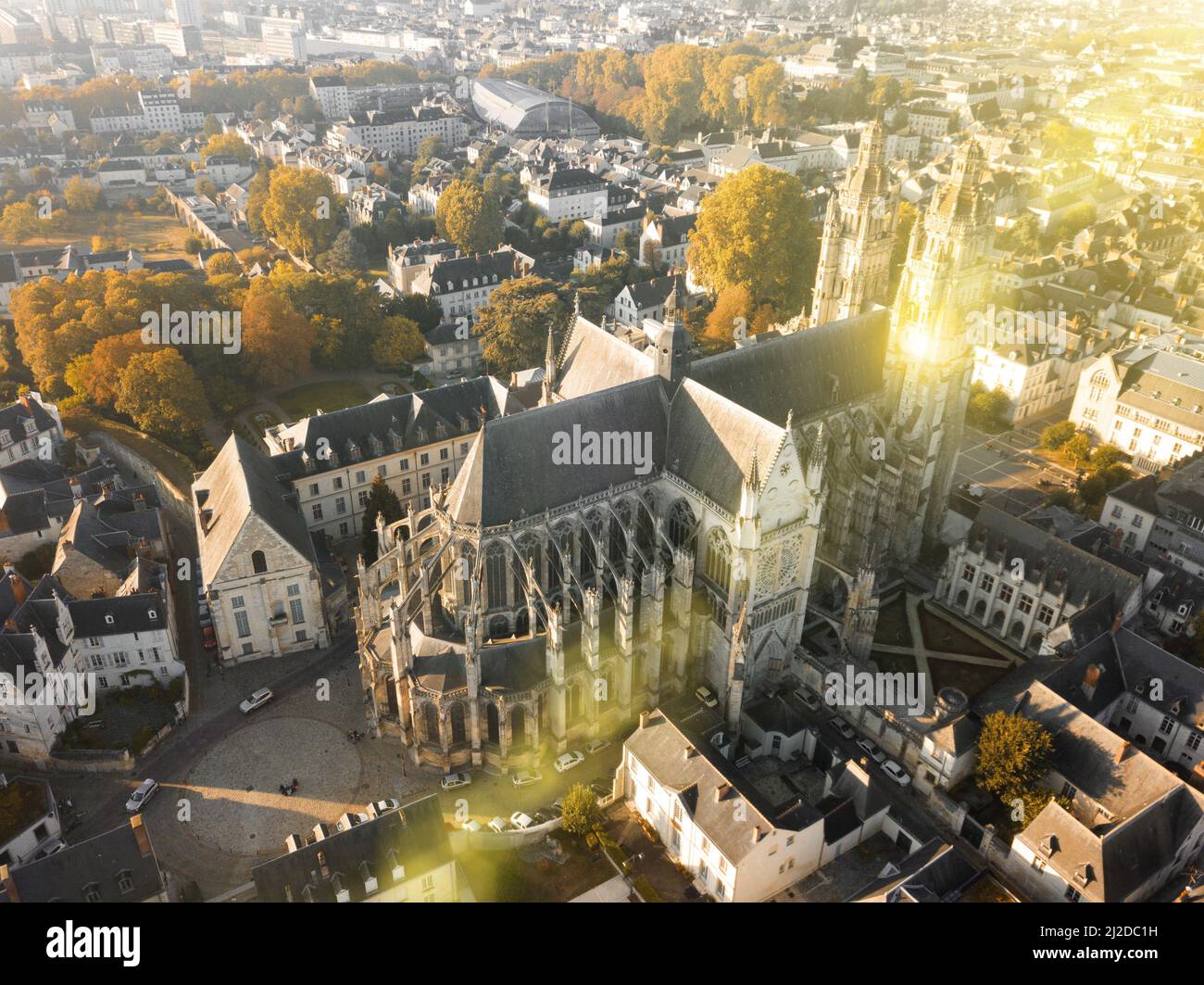 Aerial view on Tours Cathedral Stock Photo - Alamy