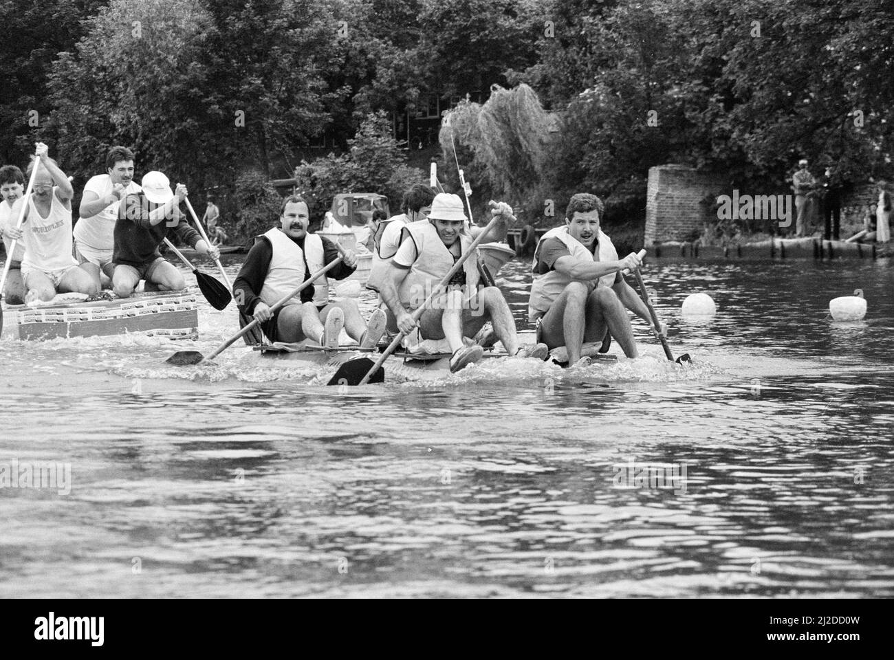 Raft Races on the River Thames, London, June 1985 Stock Photo - Alamy