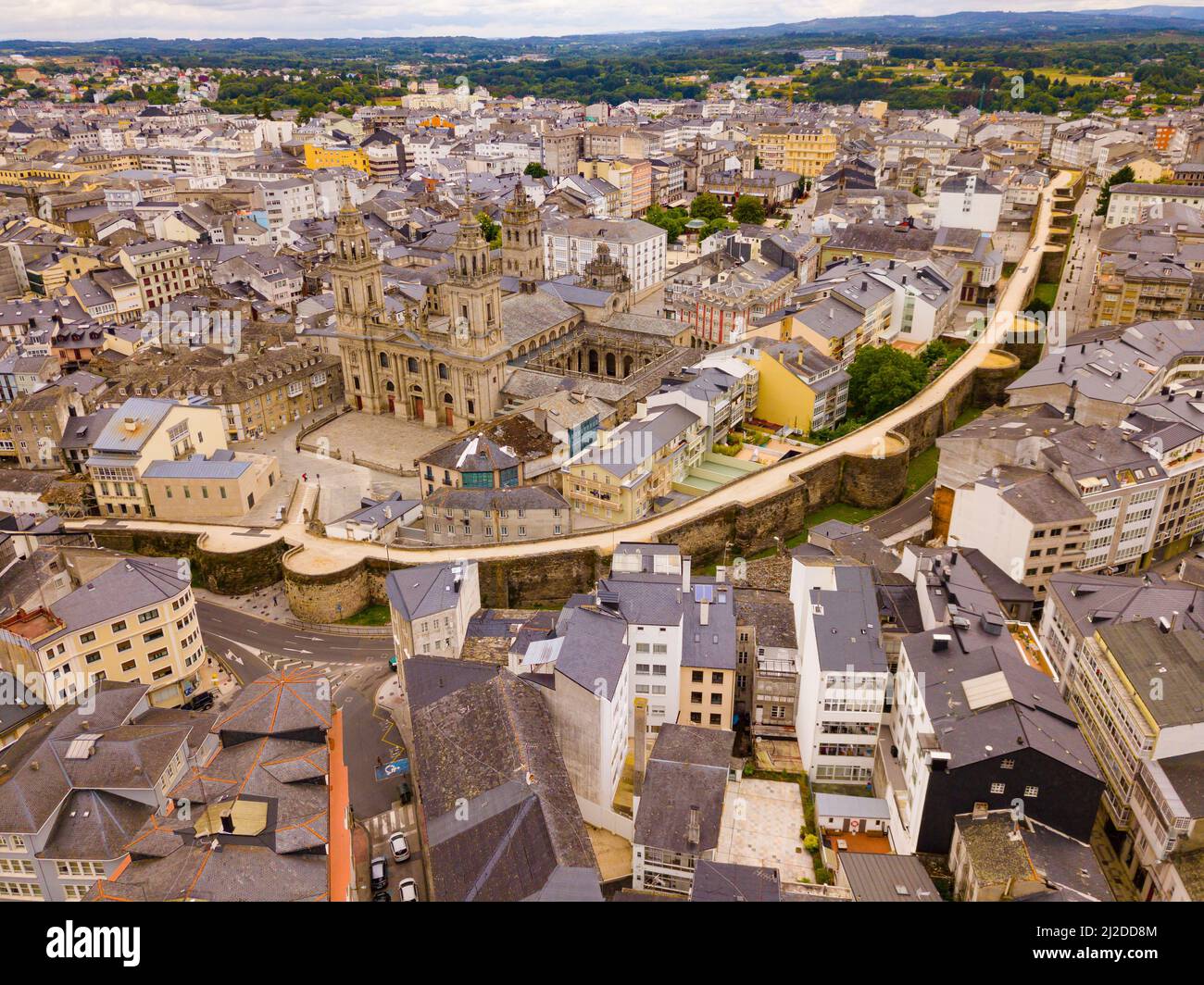 Aerial panoramic view of Lugo galician city with buildings Stock Photo ...