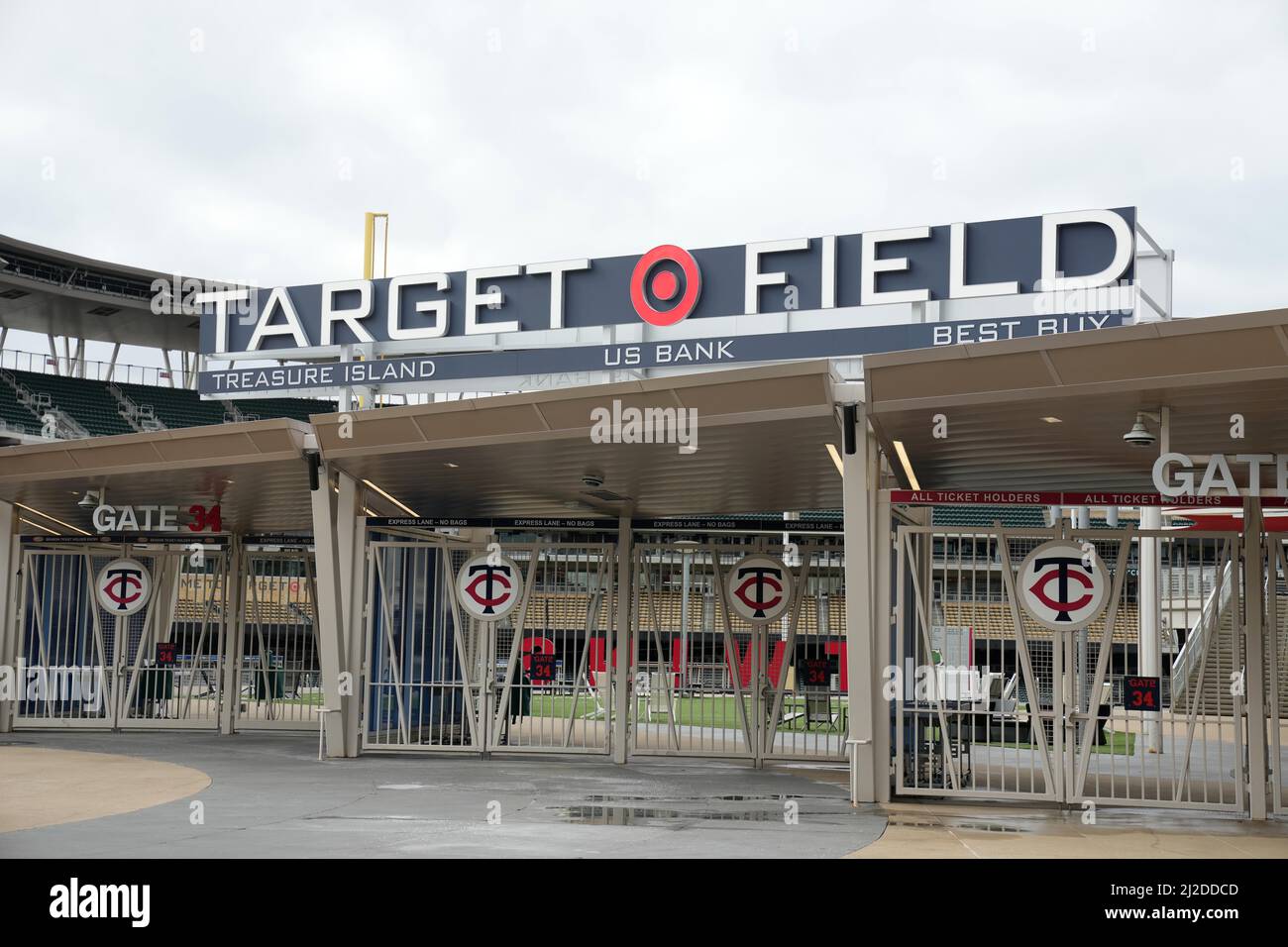 The Target Field entrance Thursday, Mar. 31, 2022, in Minneapolis. The ...