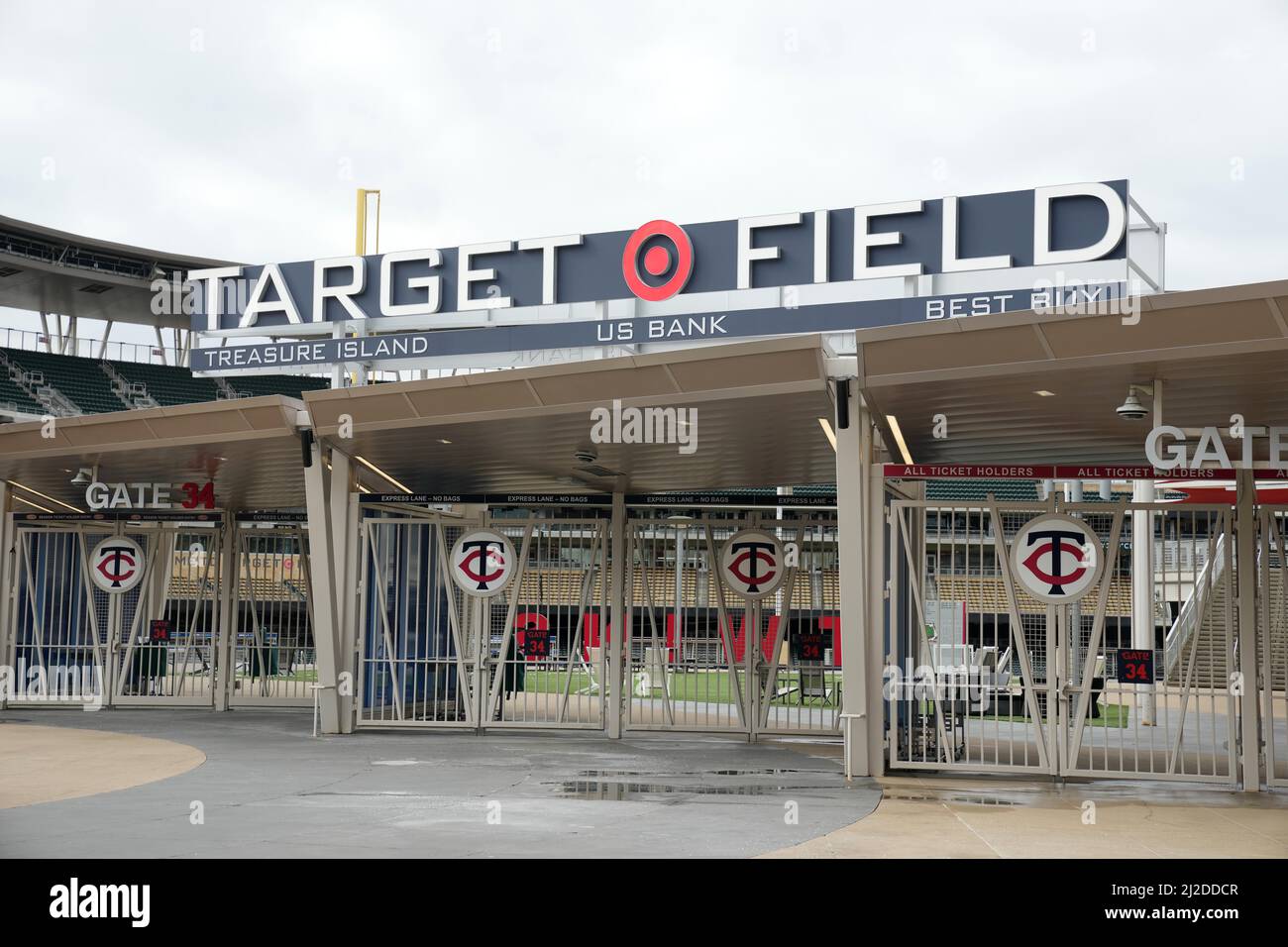 The Target Field entrance Thursday, Mar. 31, 2022, in Minneapolis. The ...