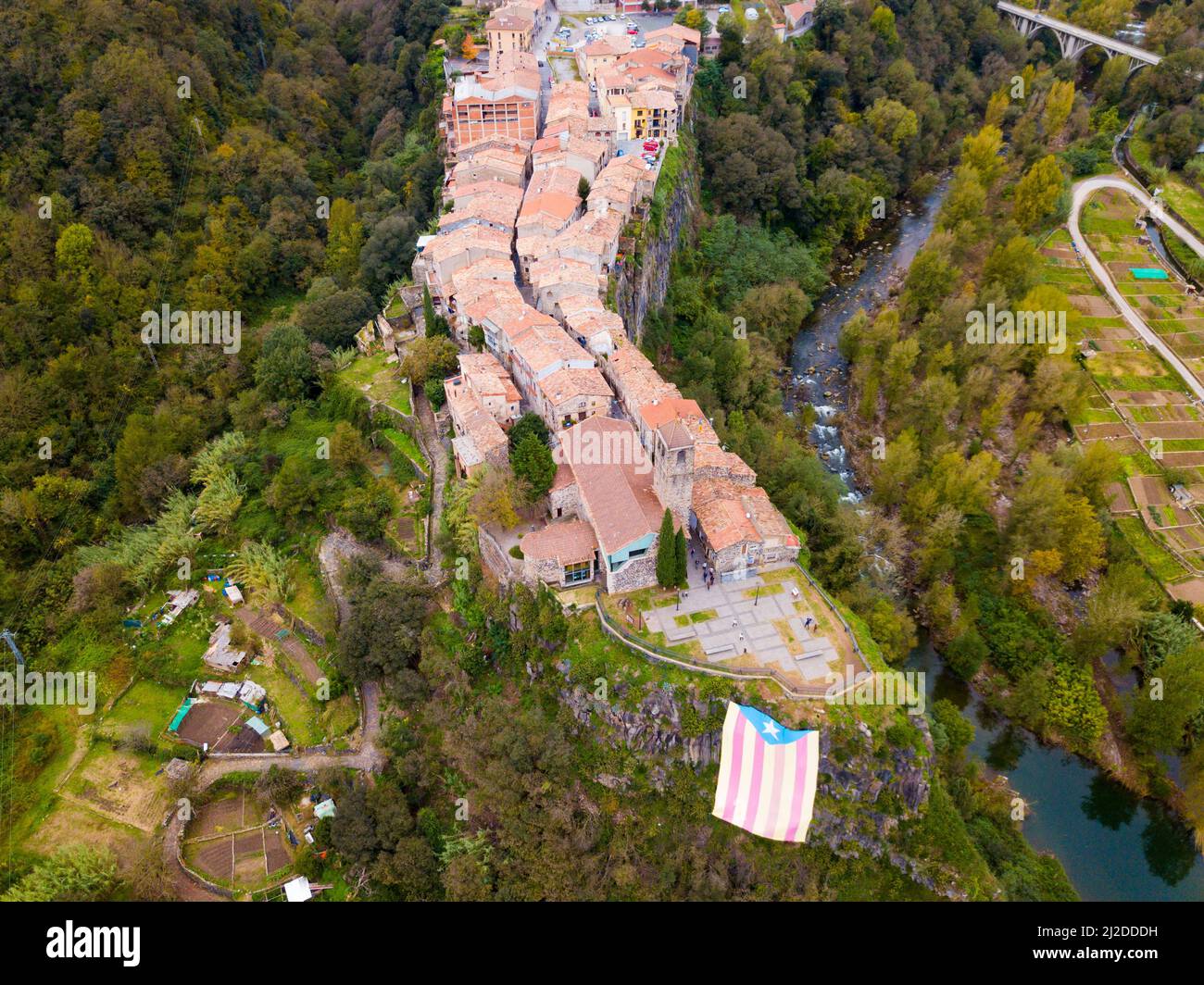 Aerial view of Castellfollit de la Roca Stock Photo - Alamy