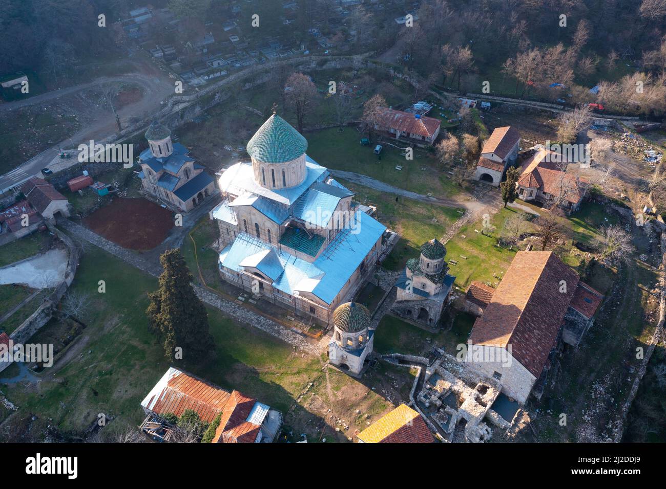Aerial view of medieval monastic complex of Gelati, Georgia Stock Photo ...