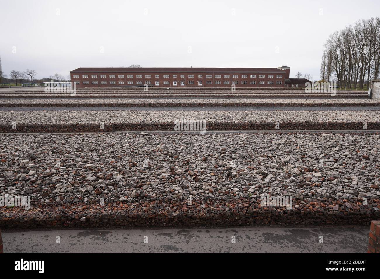 31 March 2022, Hamburg: Stones mark the barrack locations in the former ...