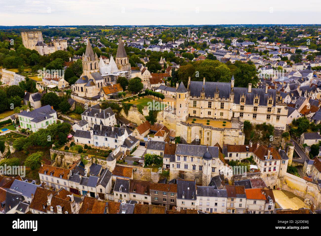 Aerial view of historic center of Loches with royal Chateau, France Stock Photo - Alamy