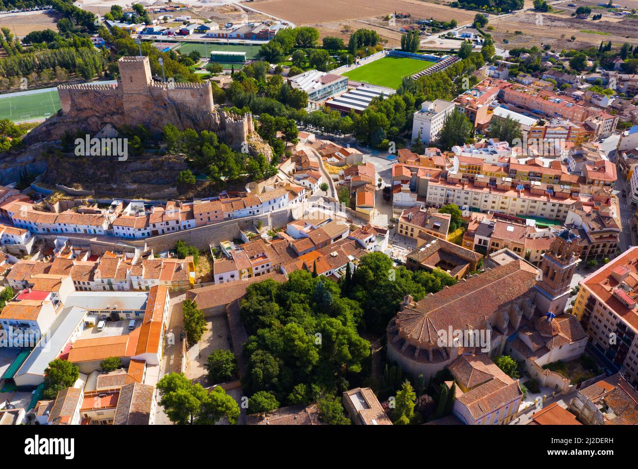 Aerial view of Almansa castle. City of Almansa. Spain Stock Photo - Alamy