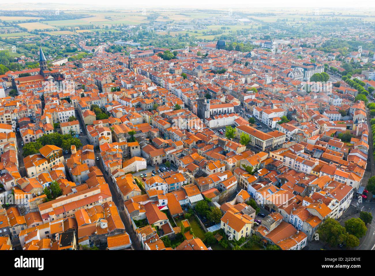 Aerial view of residential area of Riom town, Auvergne, France Stock ...