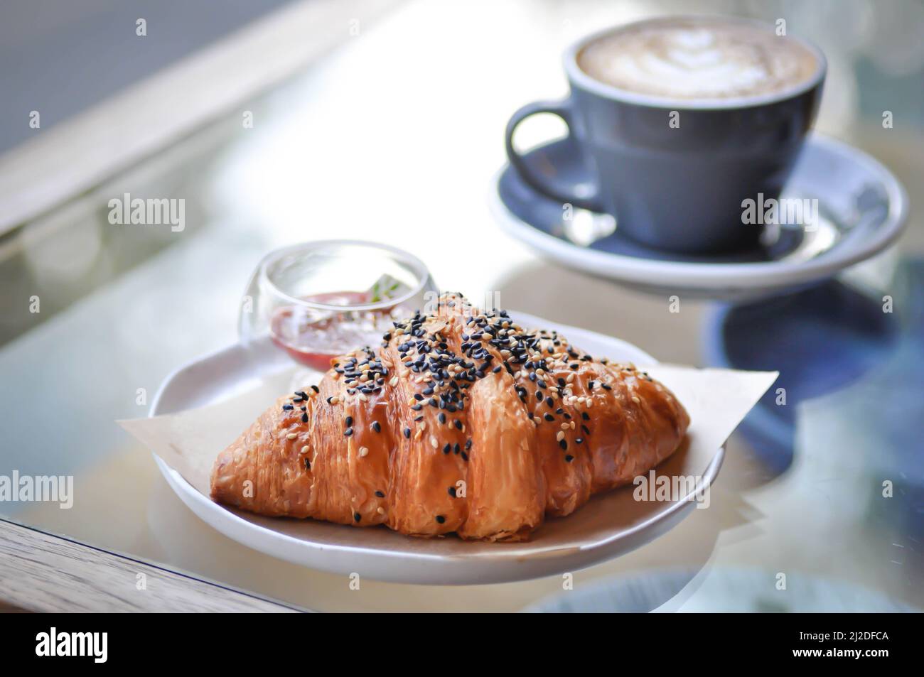 croissant , French croissant or French bread with sesame topping and ...