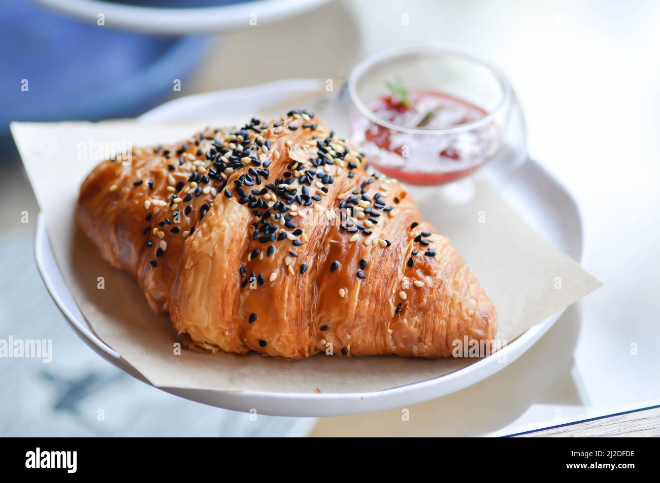 croissant , French croissant or French bread with sesame topping and ...