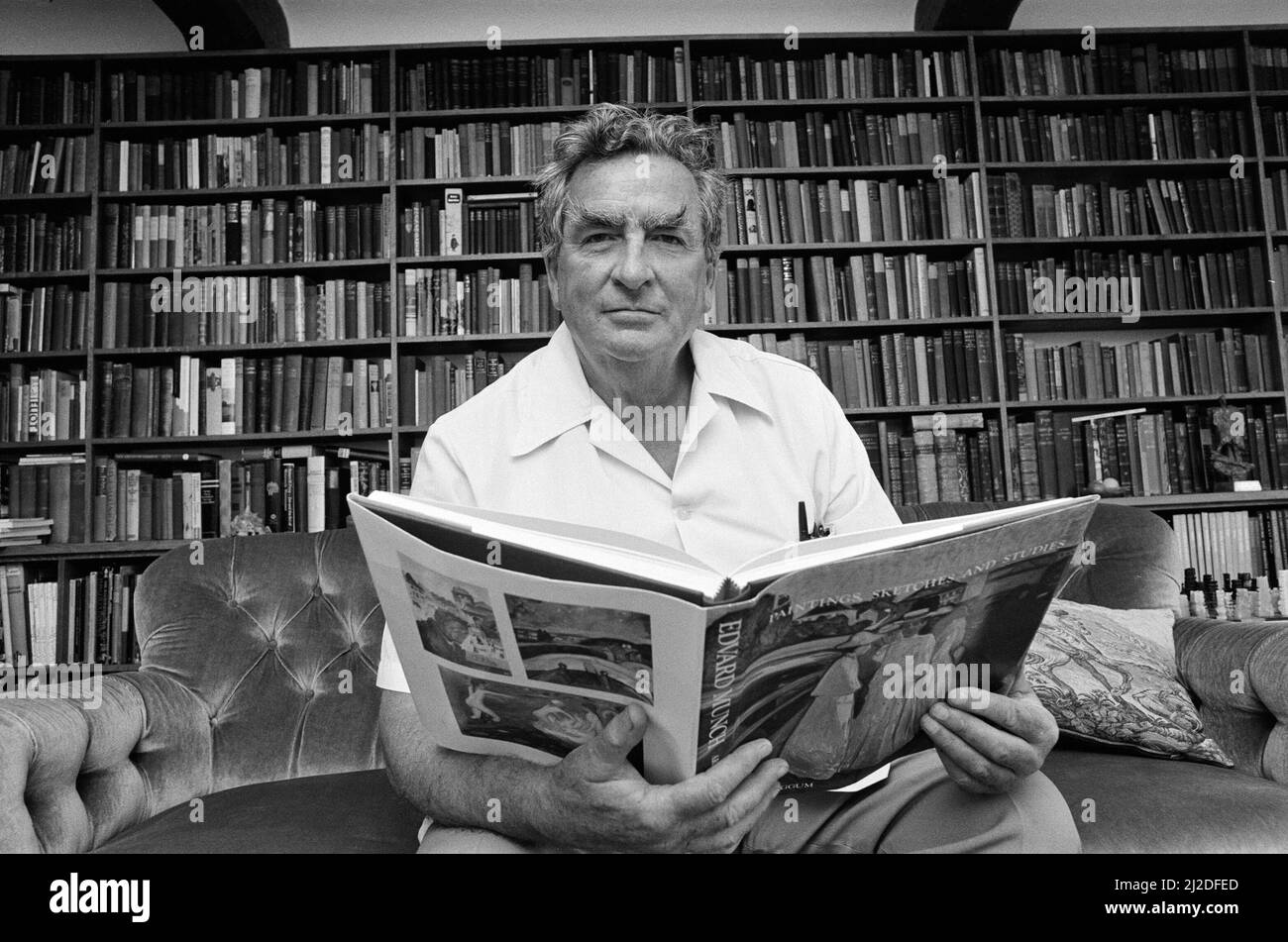 Denis Healey in the library at his home in Sussex. 30th May 1985 Stock ...