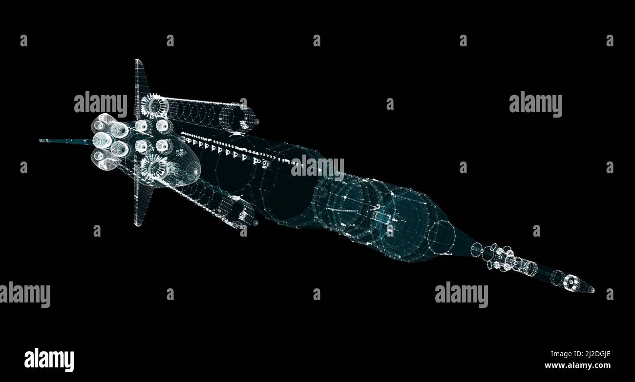 Abstract space rocket and shuttle. All of the particles Stock Photo - Alamy