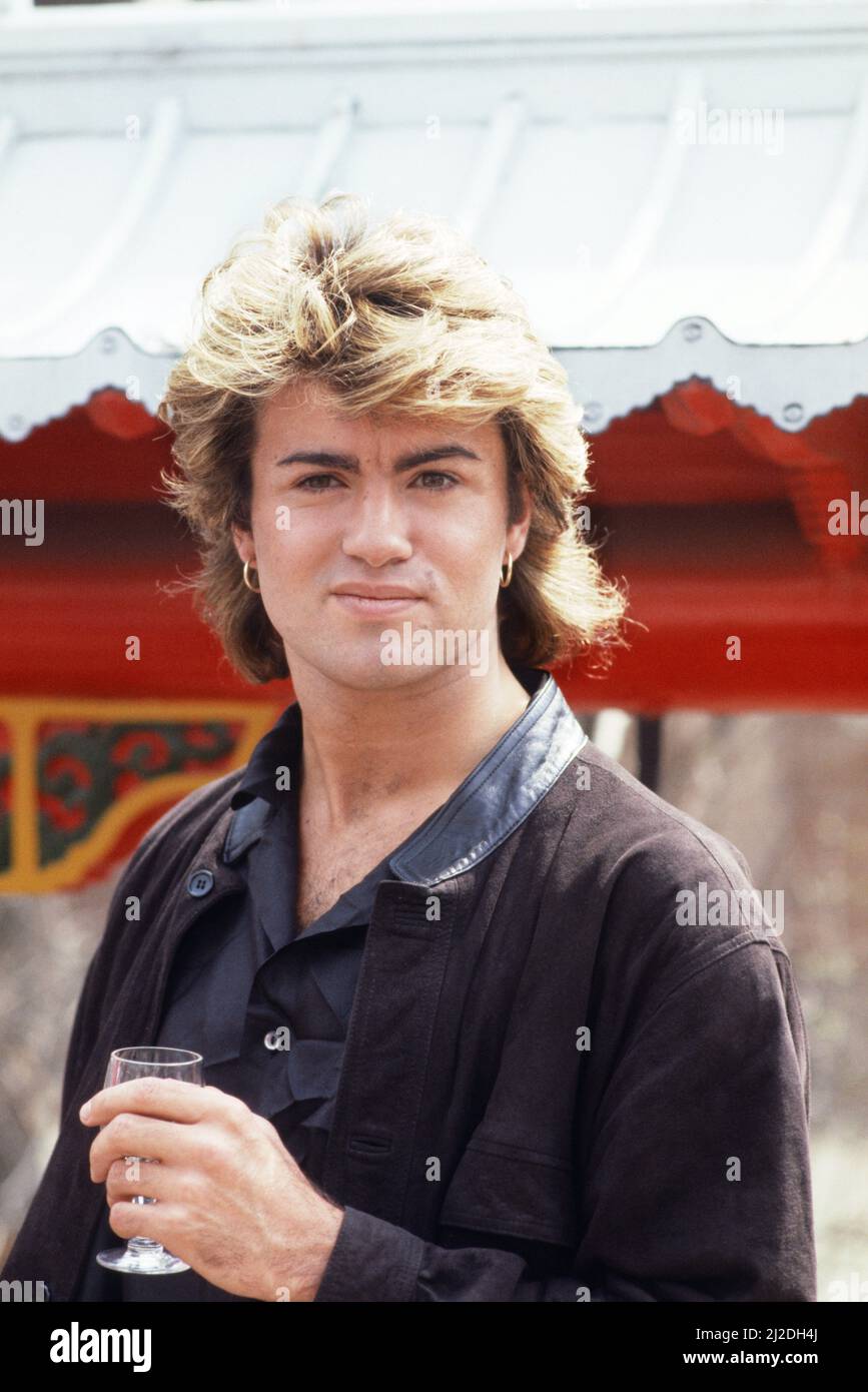 British pop group Wham pictured on their 10-day visit to China, April ...