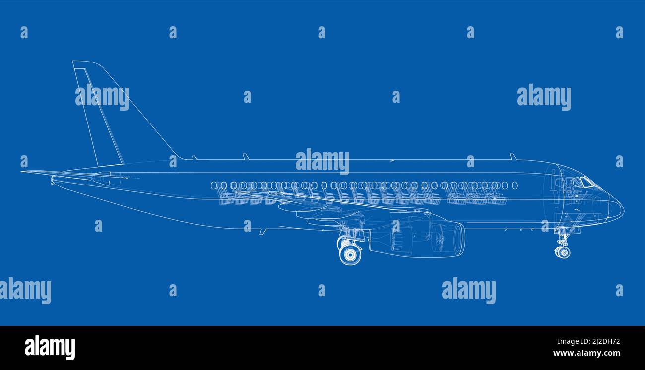 Airplane wing blueprint Stock Vector Images - Alamy
