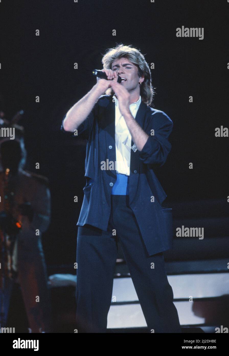 British pop group Wham pictured on their 10-day visit to China, April ...