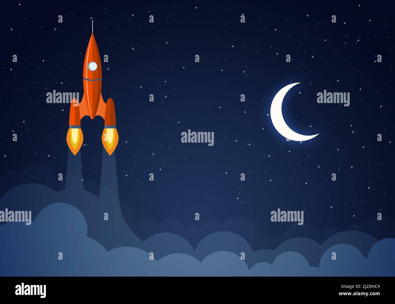 Rocket takes off into outer space Stock Photo - Alamy
