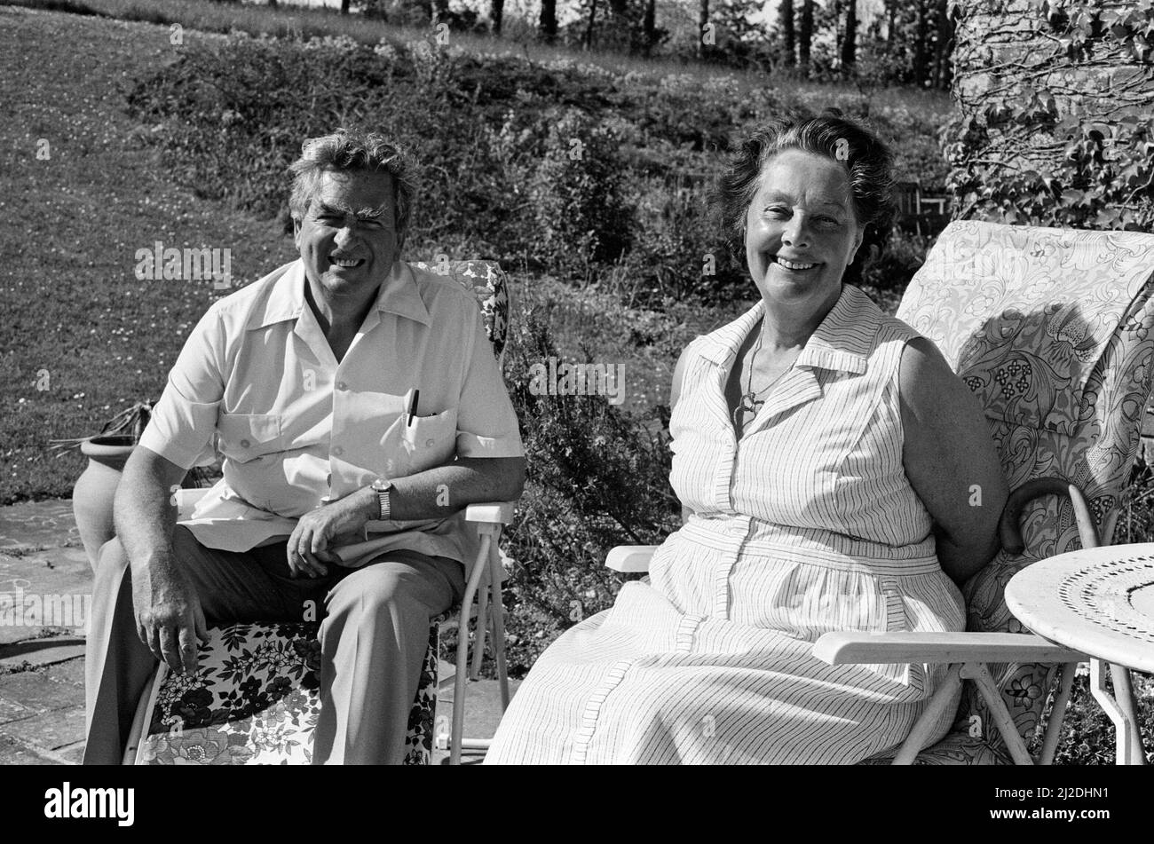 Denis Healey in the garden at his home in Sussex with his wife Edna ...
