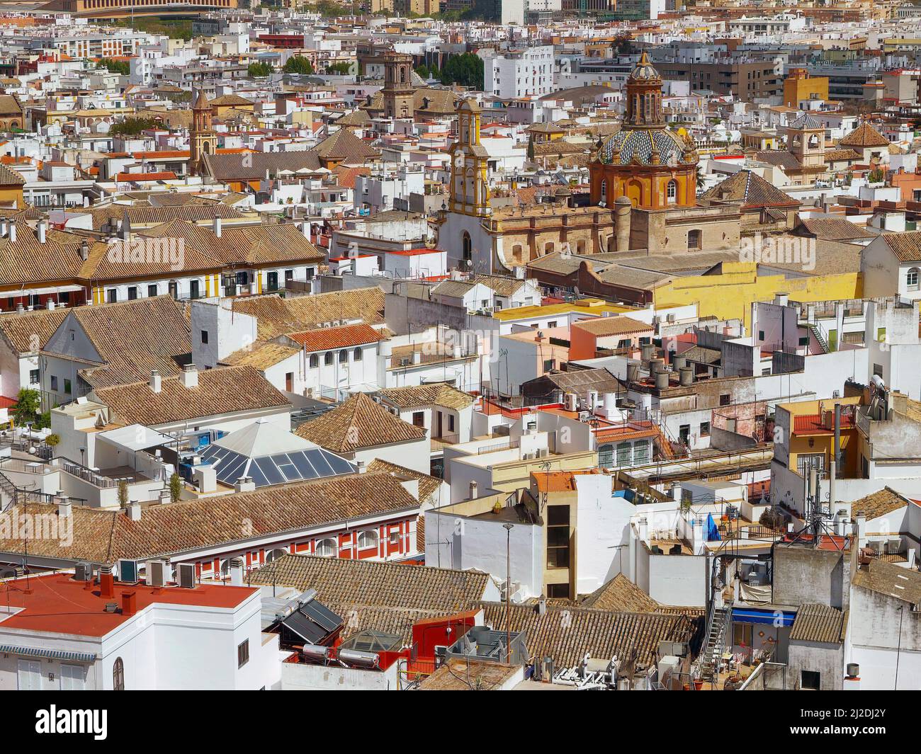 High angle view of beautiful old town red and orange color roof europe ...