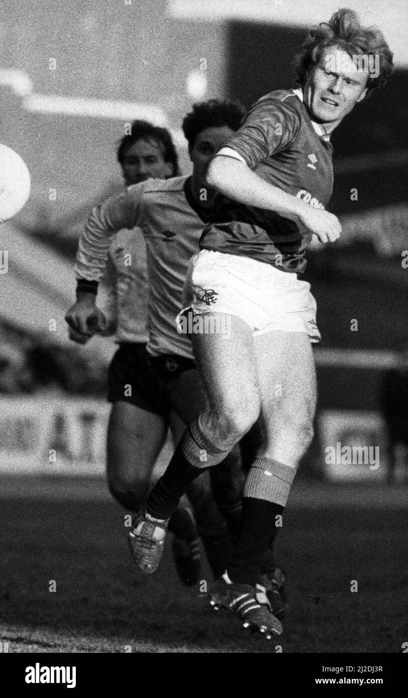 Dave MacKinnon in action for Rangers F. C. against Dundee. Circa 1985 ...