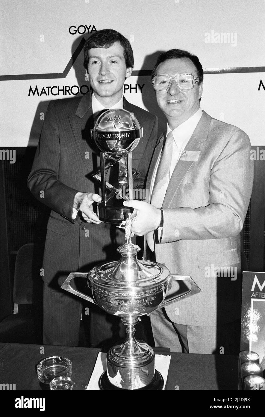 Snooker players Steve Davis and Dennis Taylor who recently contested ...