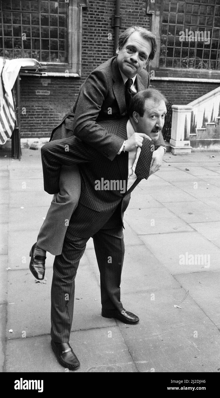 Actor David Jason (Only Fools and Horses) on the back of Gordon Kaye ...