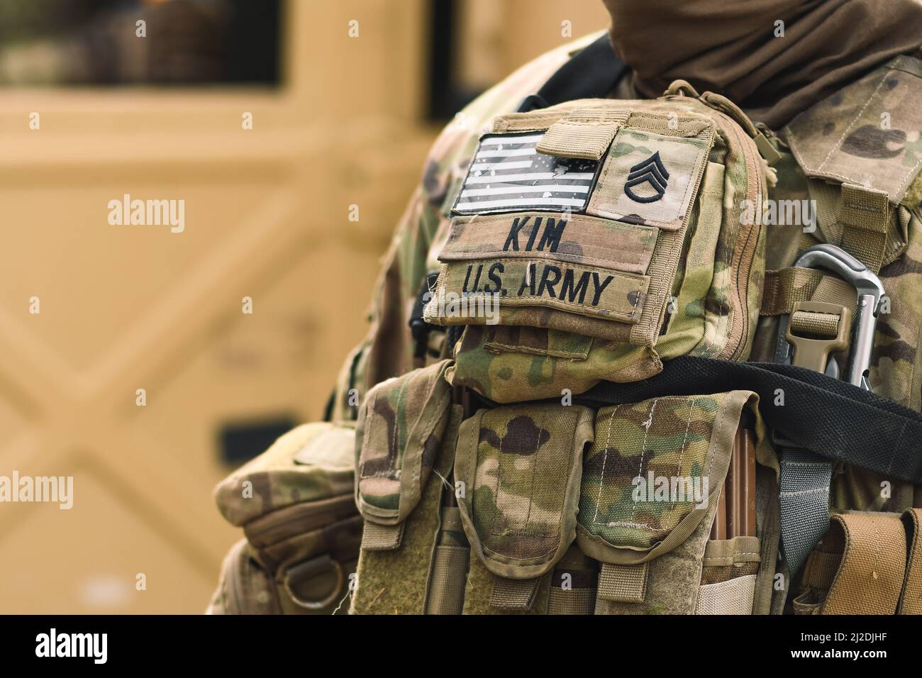 Flag of United States and symbol of United States Marine Corps on a ...