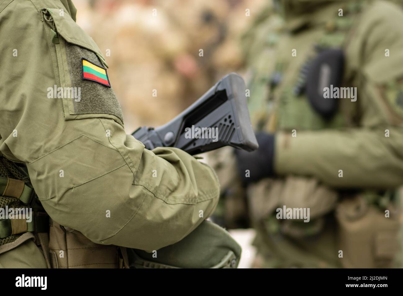 Flag of Lithuania, Lithuanian Armed Forces on a soldier uniform with ...