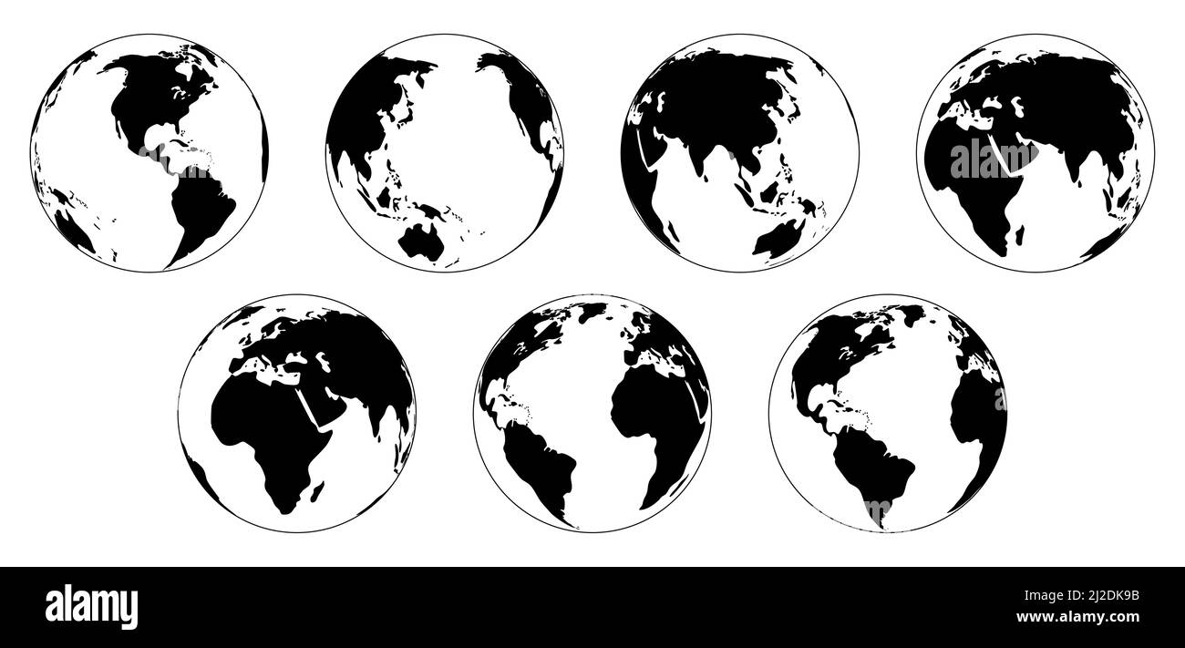 Earth globe signs collection with various positions. Set of different ...