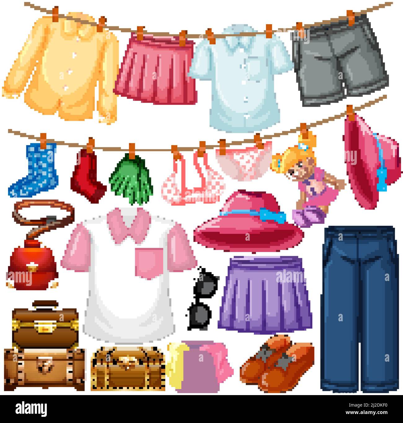 A set of different cloth on white background illustration Stock Vector ...