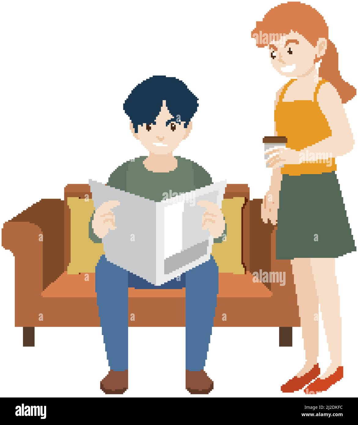 Father Reading Newspaper Clipart