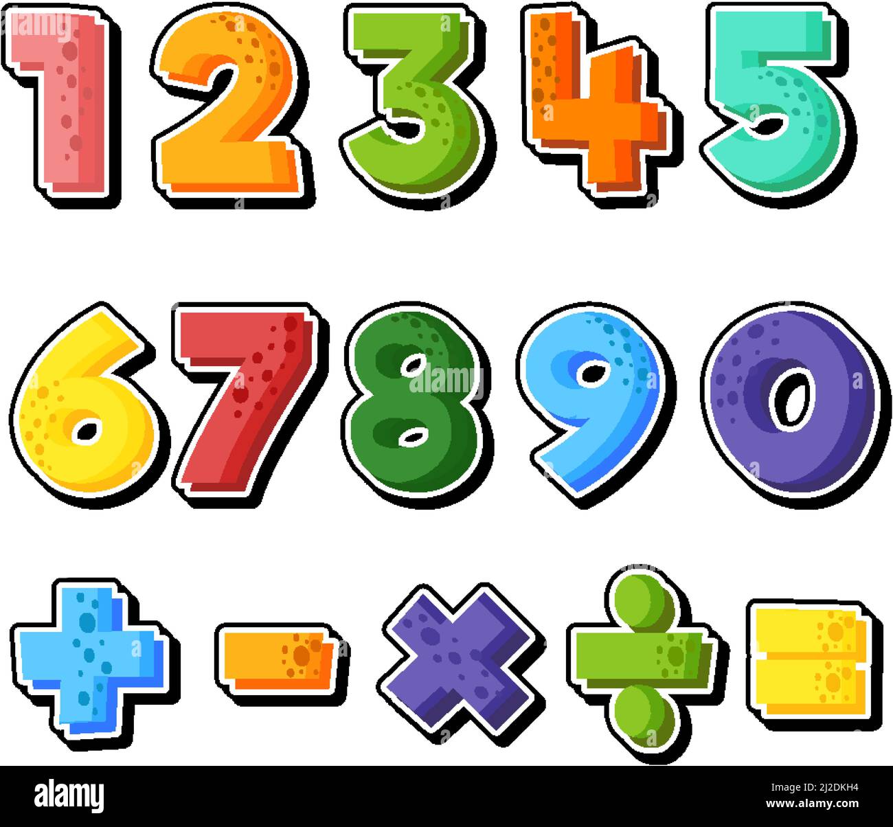Counting number 0 to 9 and math symbols illustration Stock Vector Image ...