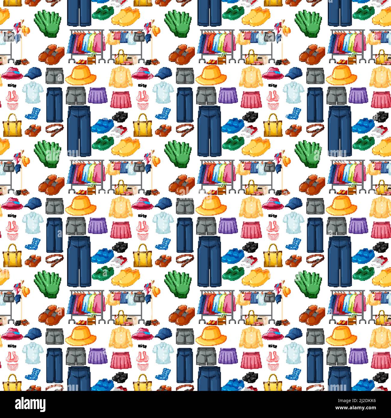 Seamless background design with cloth theme on white background ...
