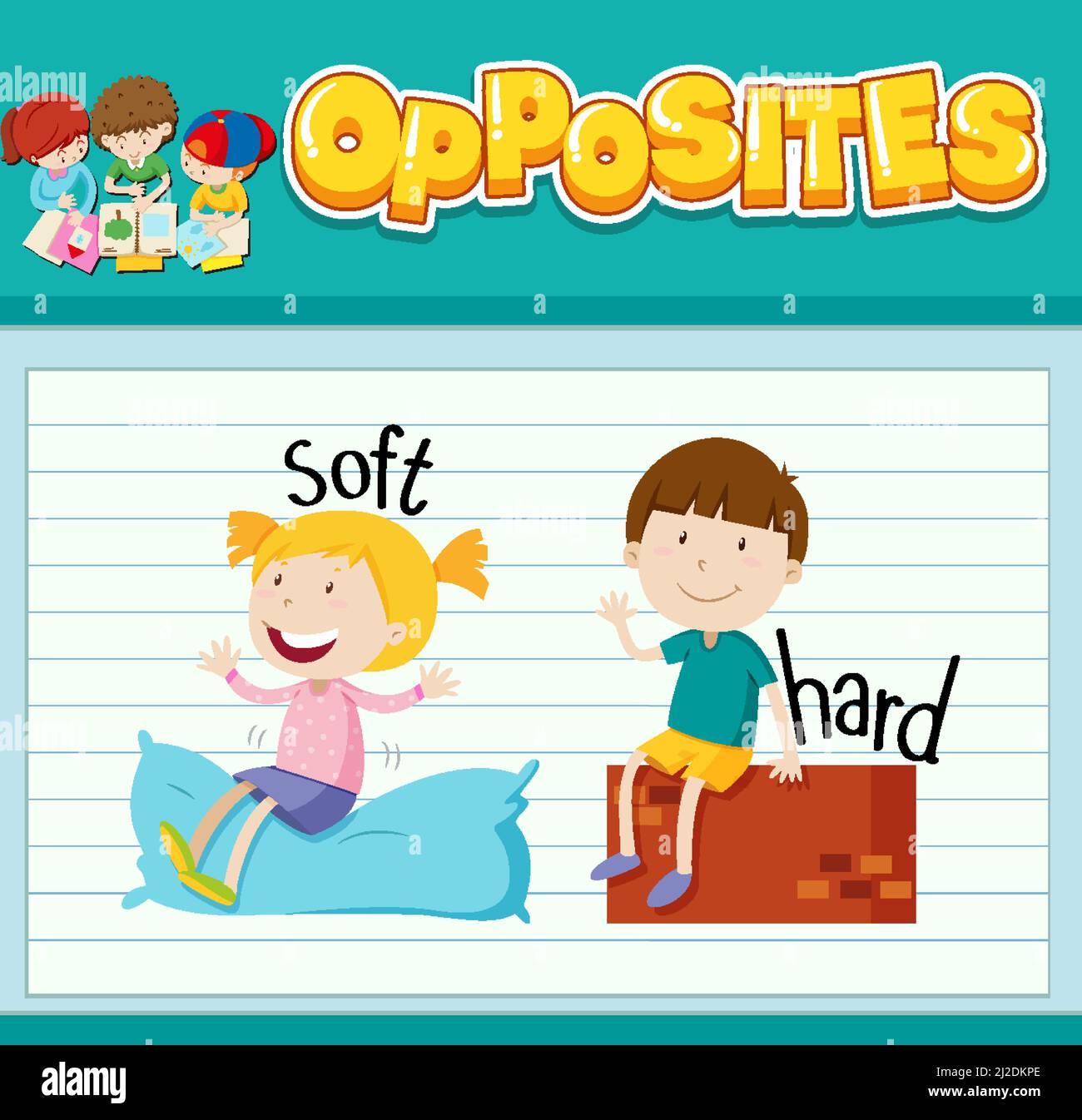 Education word card of English opposites word illustration Stock Vector ...