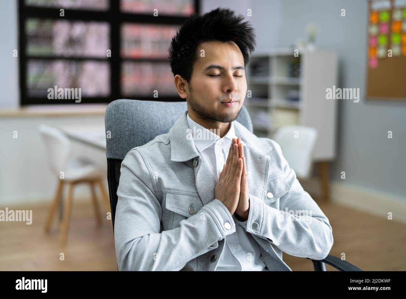 Pondering Man Banner. Contemplative Prayer Thinking In Office Stock ...