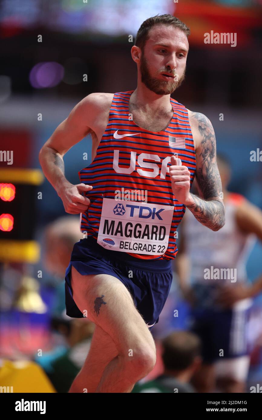 Dillon Maggard (USA) places second in 3,000m heat in 7:48.58 during the ...