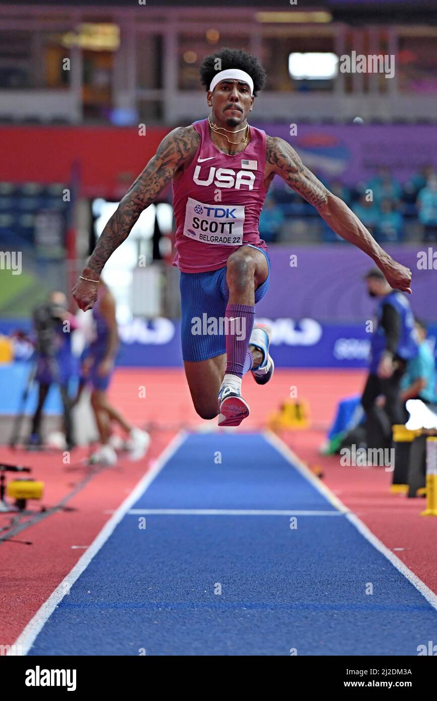 Donald Scott (USA) places third in the triple jump at 56-5 3/4 (17.21m ...