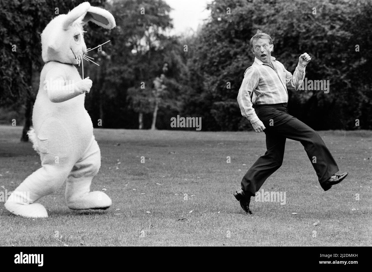 Magician Paul Daniels with his co-stars in the Children's BBC programme ...