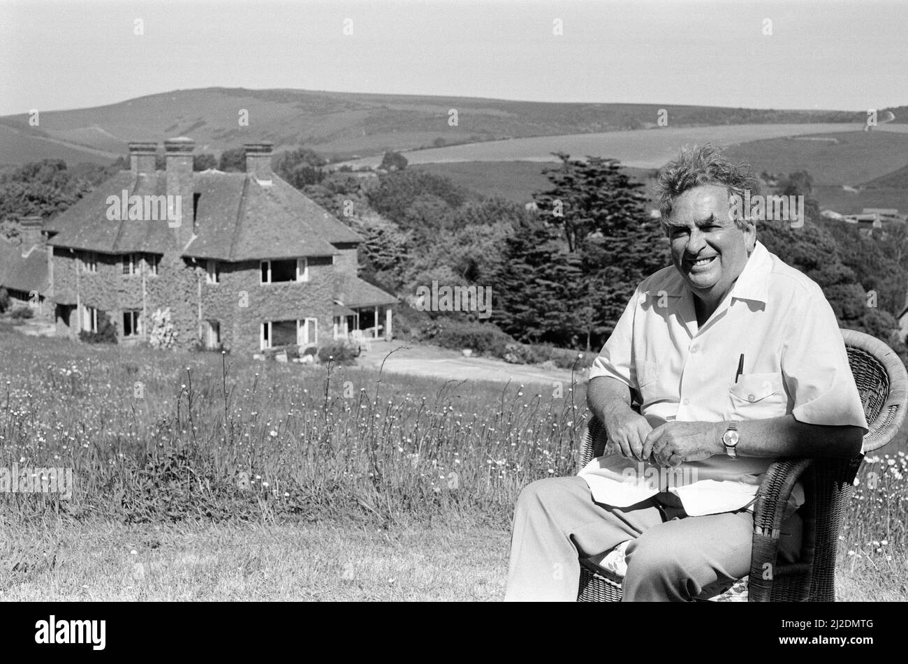 Denis Healey in the garden at his home in Sussex. 30th May 1985 Stock ...